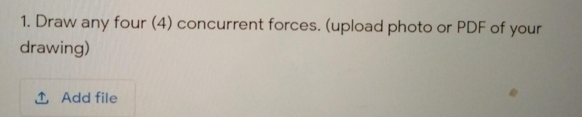 Solved 1. Draw any four (4) concurrent forces. (upload photo | Chegg.com