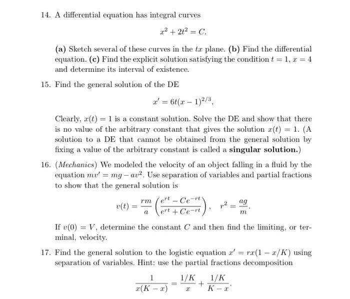 Solved please solve 14 and 17 and explain I want to learn | Chegg.com