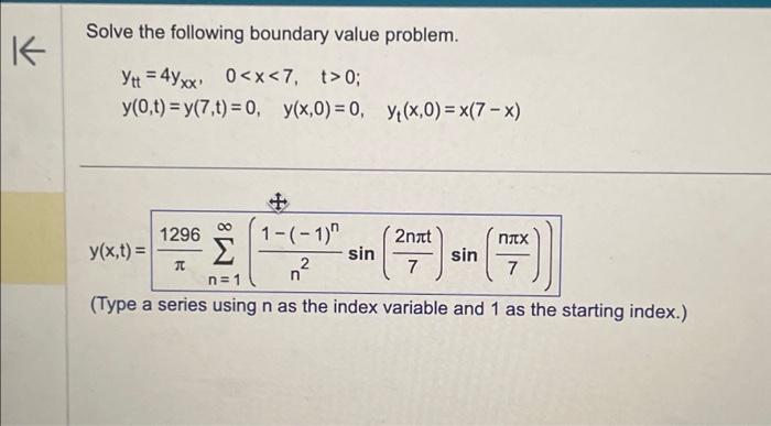 Solved K Solve the following boundary value problem. Ytt = | Chegg.com