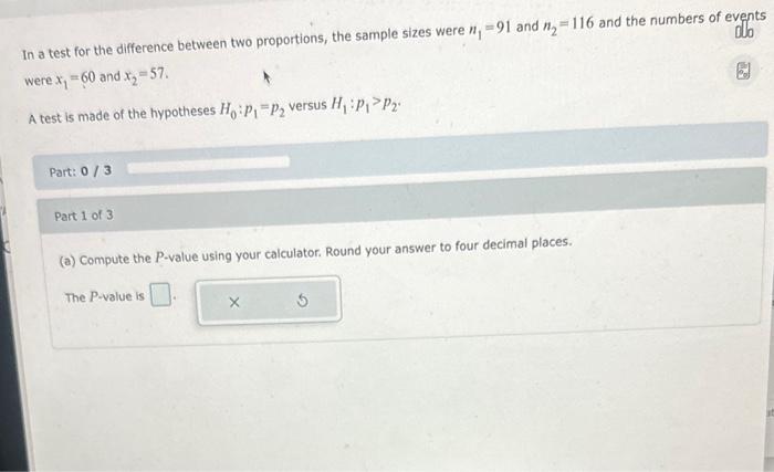 Solved In a test for the difference between two proportions, | Chegg.com