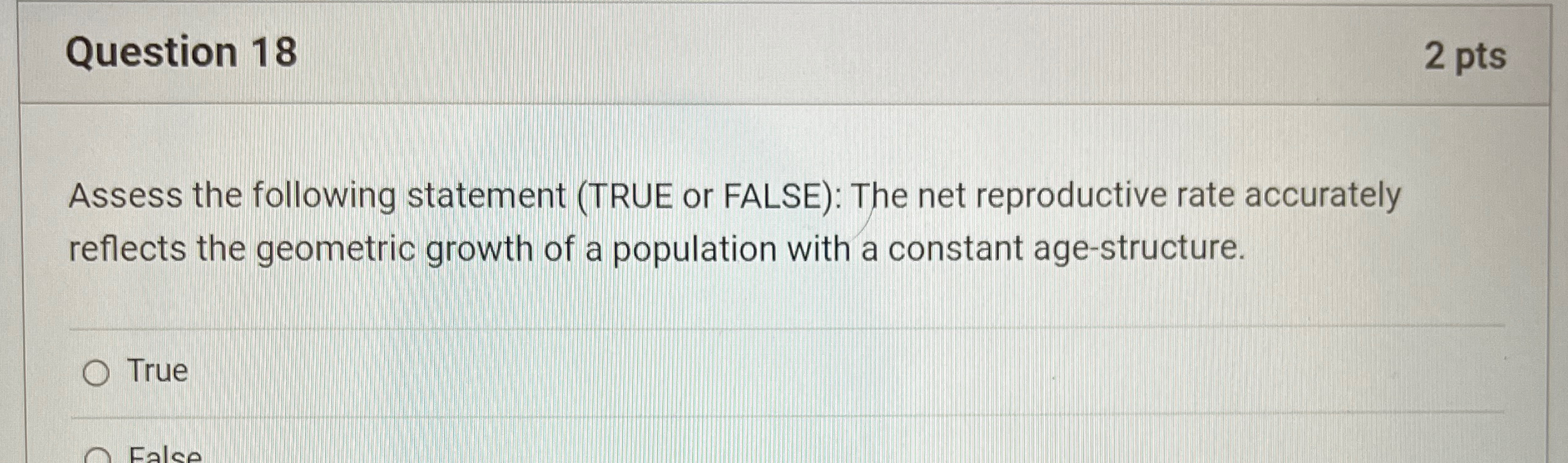 Solved Question 182 ﻿ptsAssess the following statement (TRUE | Chegg.com