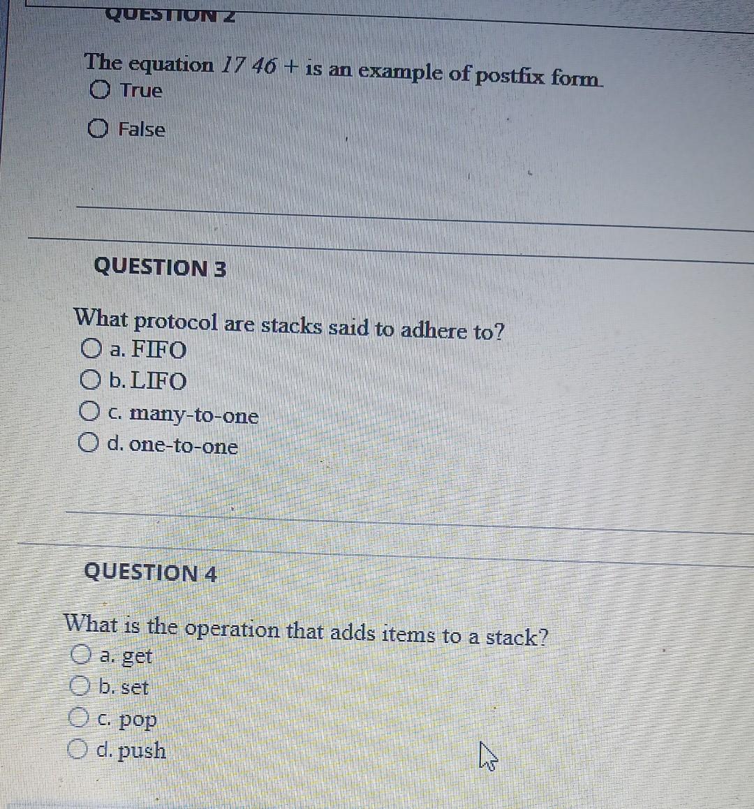 Solved QUESTION 6 What is the function of the peek method in | Chegg.com