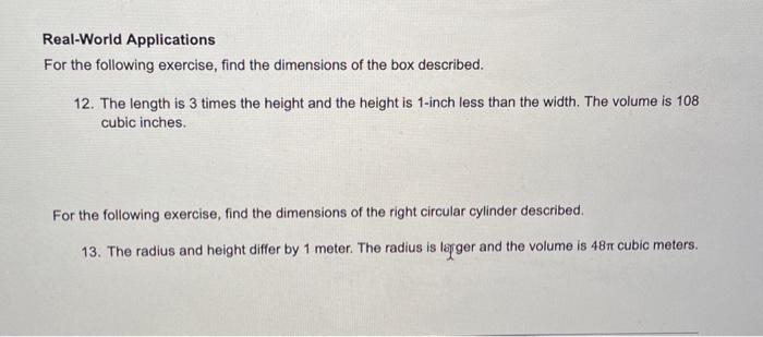 Solved Real-World Applications For the following exercise, | Chegg.com