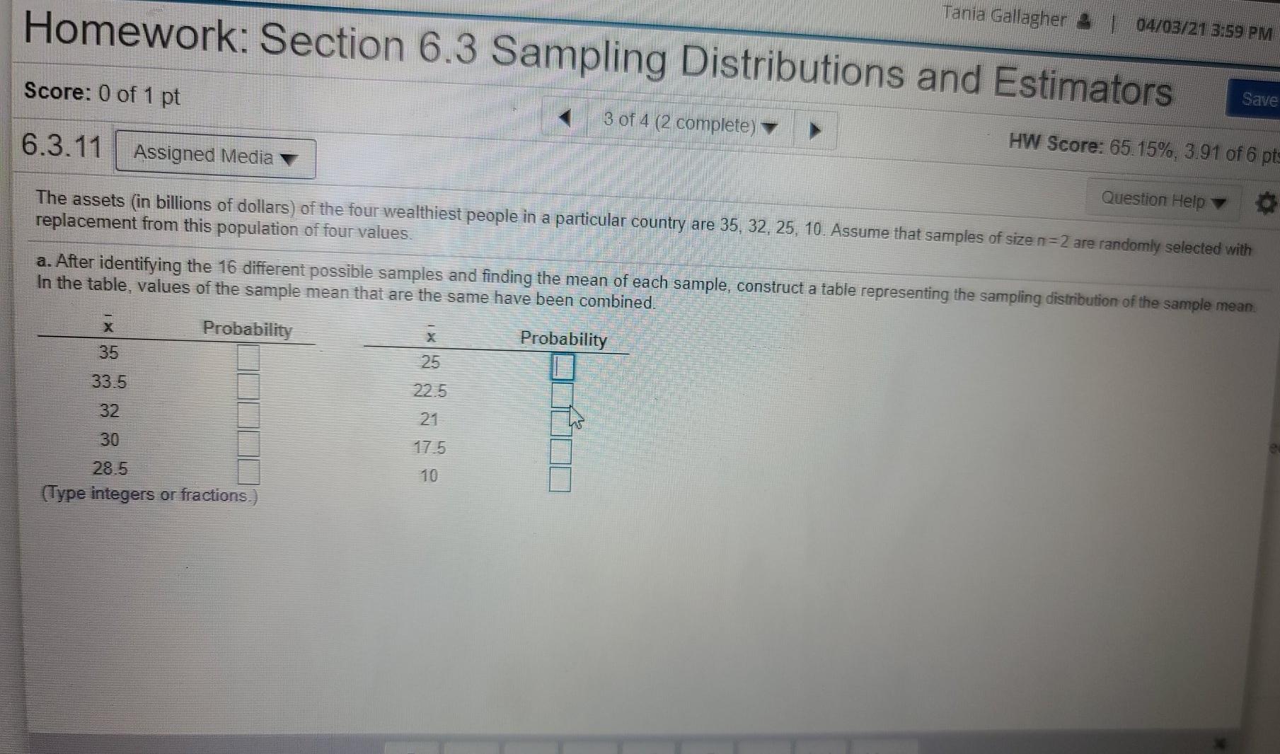 Solved Homework: Section 6.3 Sampling Distributions and | Chegg.com