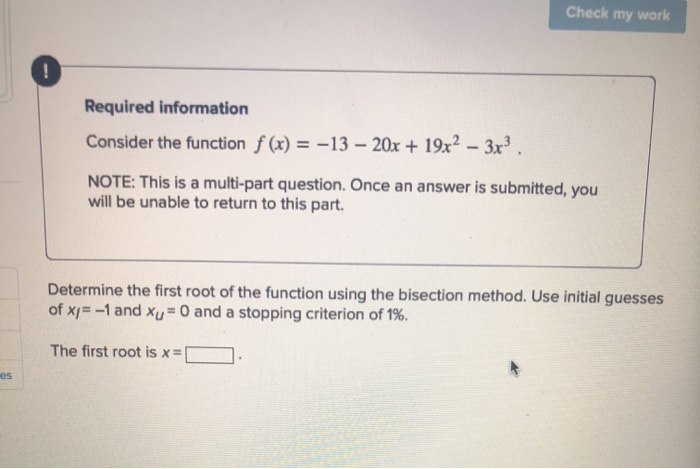 Solved Check my work ! Required information Consider the | Chegg.com