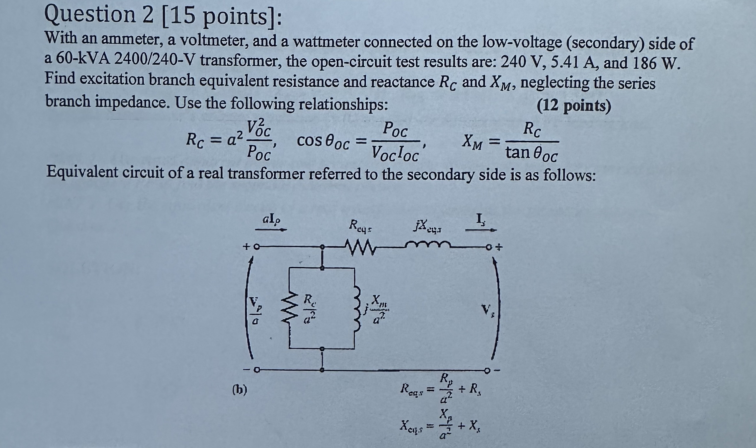 Solved by an EXPERT Question 2 [15 ﻿points]:With an ammeter, a voltmeter, | Chegg.com