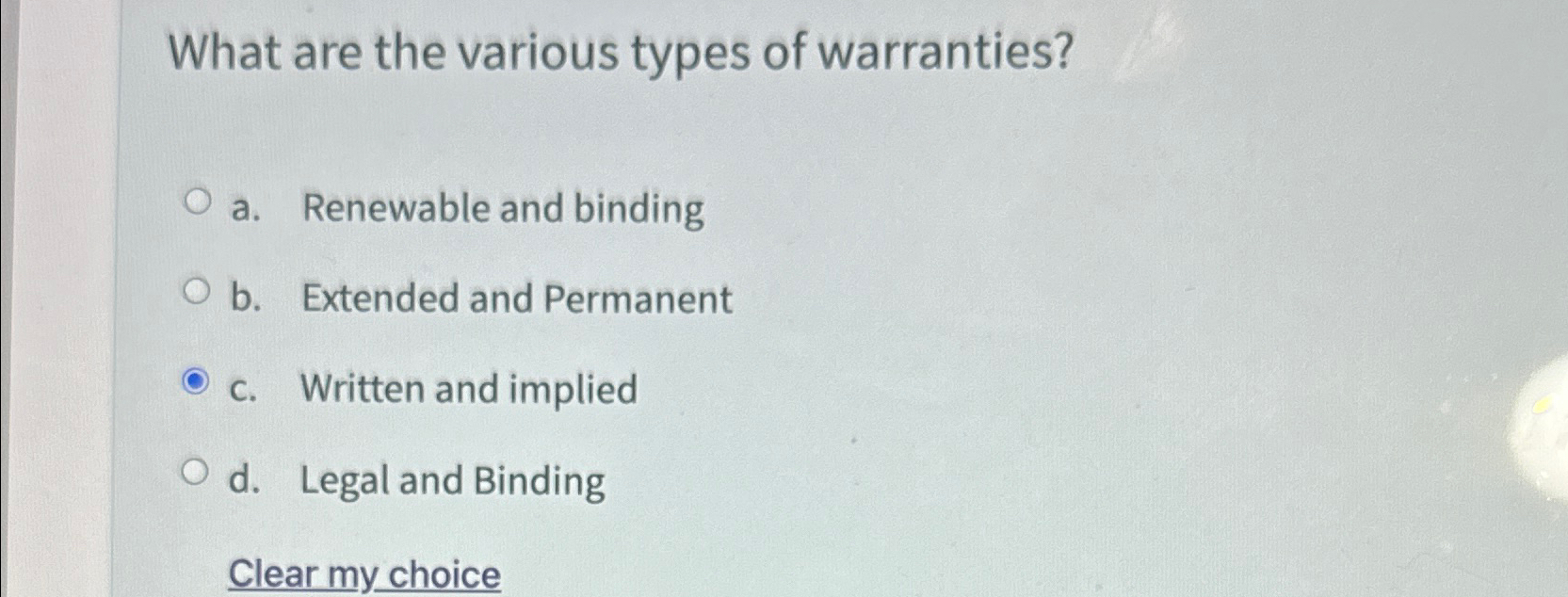 Solved What are the various types of warranties?a. | Chegg.com