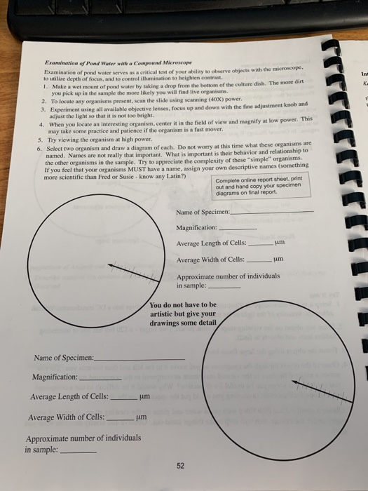 Examination of Pond Water with a Compound Microscope | Chegg.com