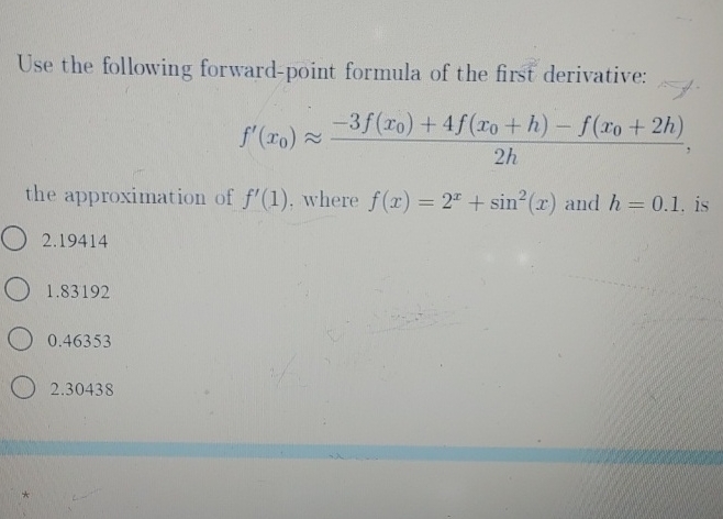 Solved Use the following forward-point formula of the first | Chegg.com