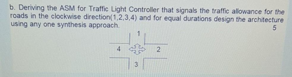 Solved b. Deriving the ASM for Traffic Light Controller that | Chegg.com