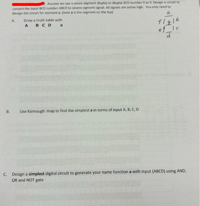 Solved Assume we use a seven segment display to display BCD | Chegg.com