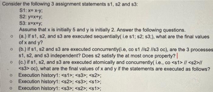 0 Consider the following 3 assignment statements s1, | Chegg.com