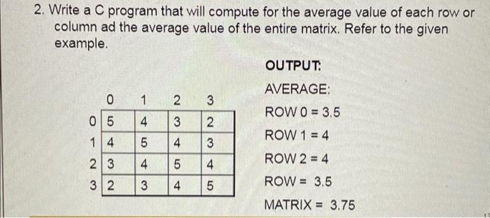 Solved 2. Write a C program that will compute for the | Chegg.com