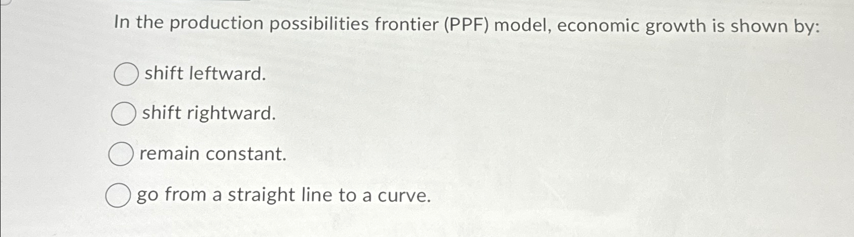 Solved In the production possibilities frontier (PPF) | Chegg.com