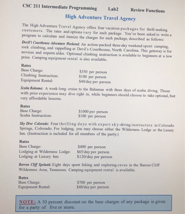 Solved CSC 211 Intermediate Programming Lab2 Review | Chegg.com