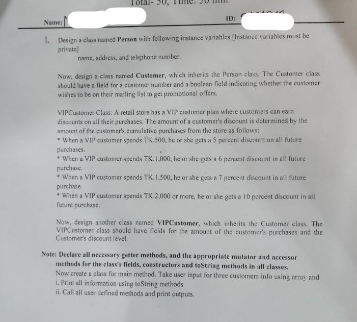 Solved 1. Design a class named Person with following | Chegg.com