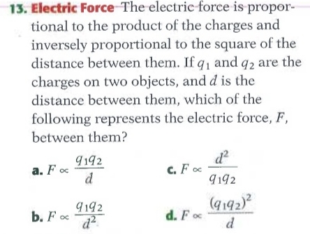 Solved Electric Force The electric force is proportional to | Chegg.com