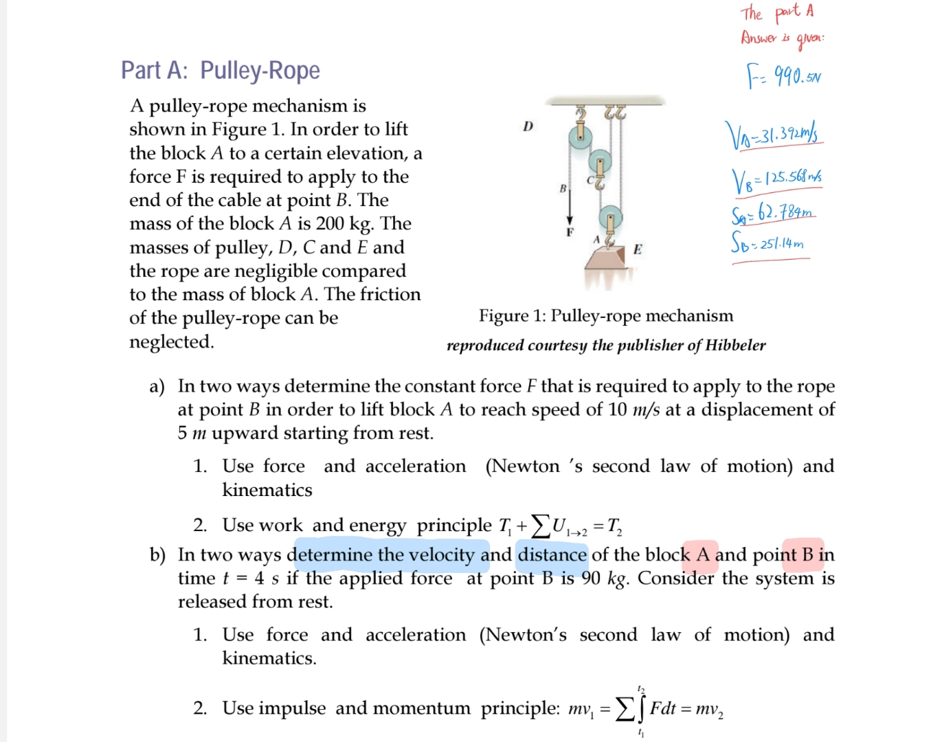 Solved Part A: Pulley-RopeA pulley-rope mechanism is shown | Chegg.com