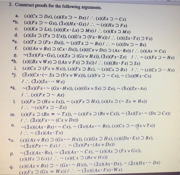 Solved Understanding symbolic logic Problems g., i. , m., n. | Chegg.com