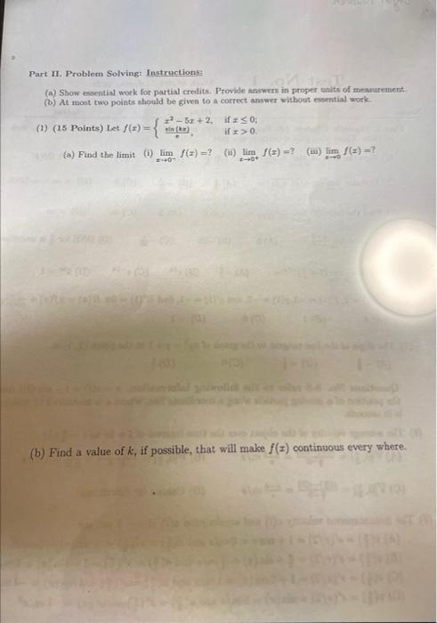 Solved Part II. Problem Solvingz Instructionst (a) Show | Chegg.com