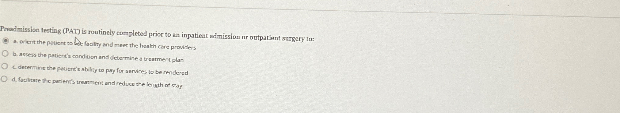 Solved Preadmission testing (PAT) ﻿is routinely completed | Chegg.com