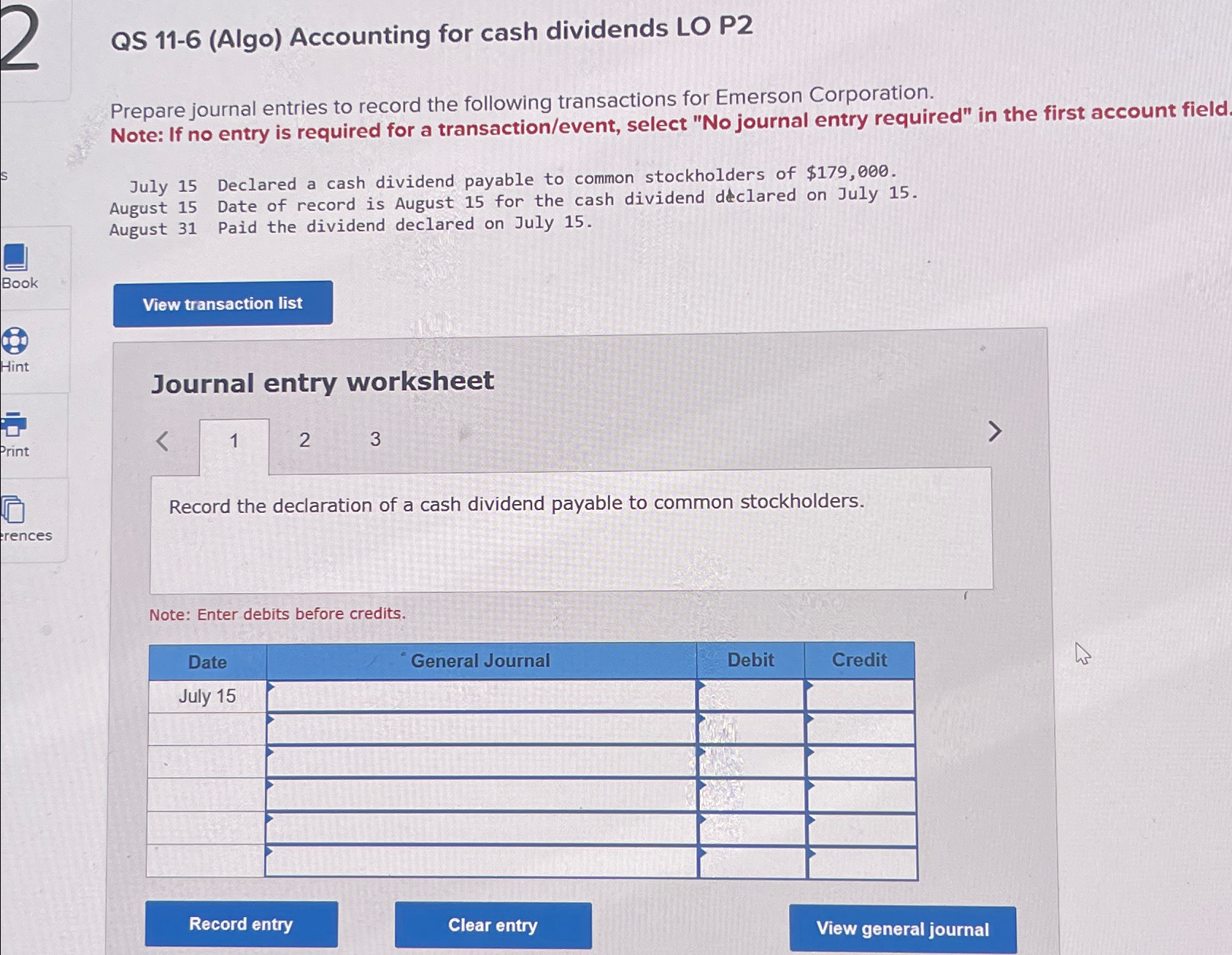 Solved QS 11-6 (Algo) ﻿Accounting for cash dividends LO | Chegg.com