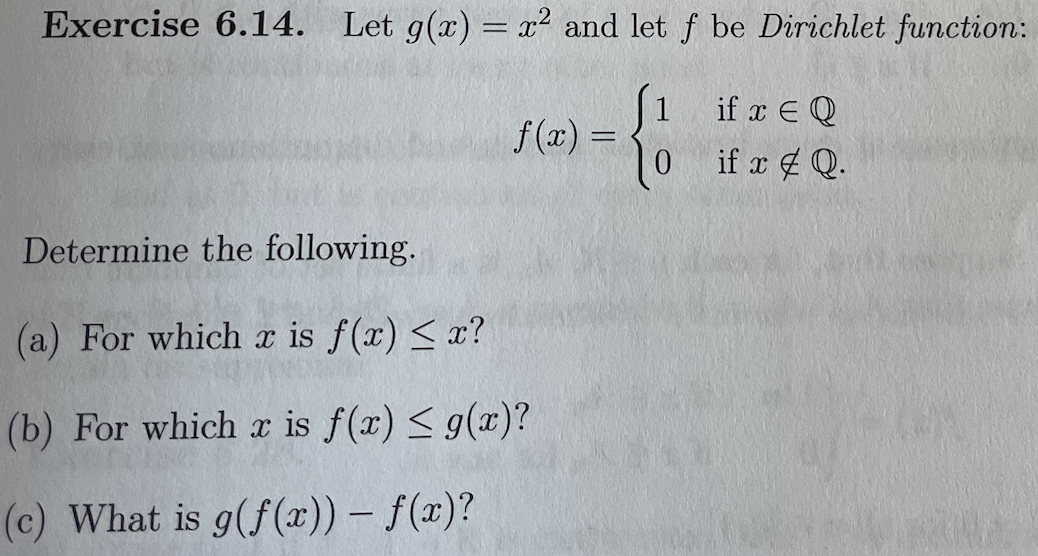 Solved Exercise 6.14. ﻿Let g(x)=x2 ﻿and let f ﻿be Dirichlet | Chegg.com