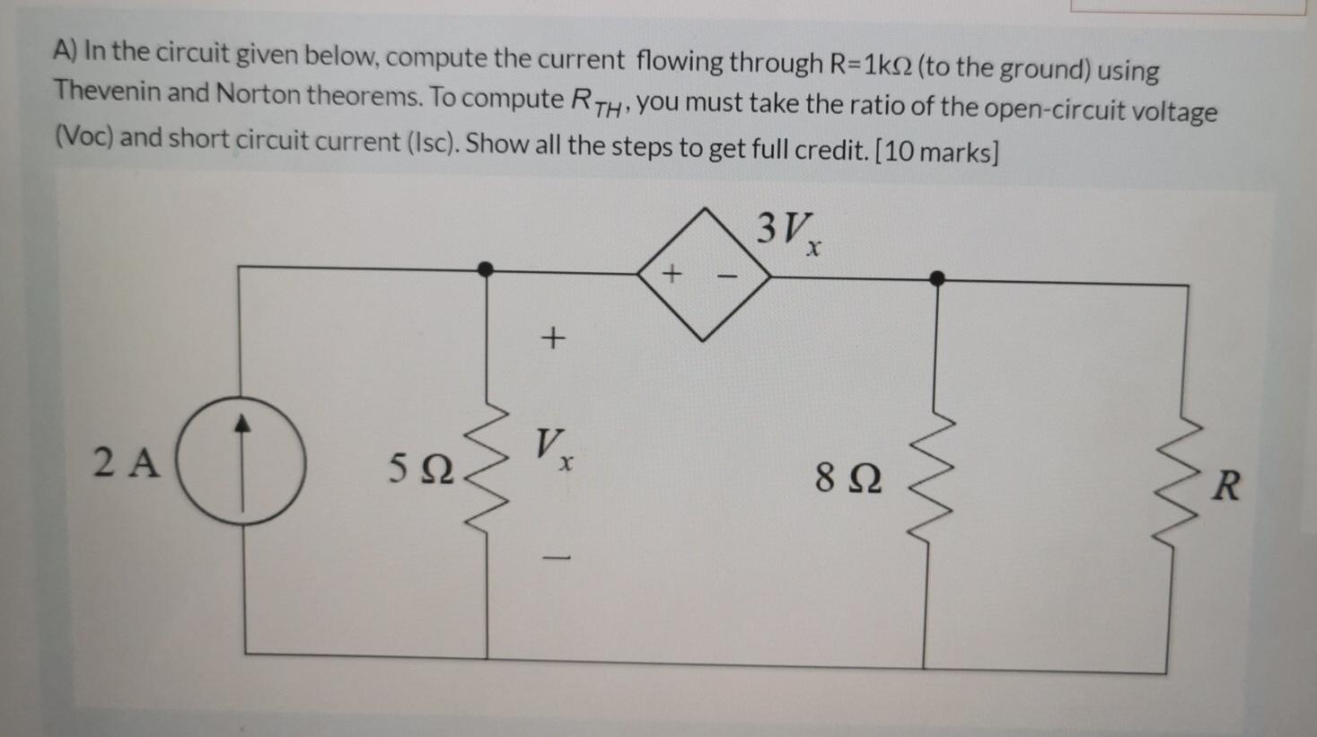 Solved A) In the circuit given below, compute the current | Chegg.com