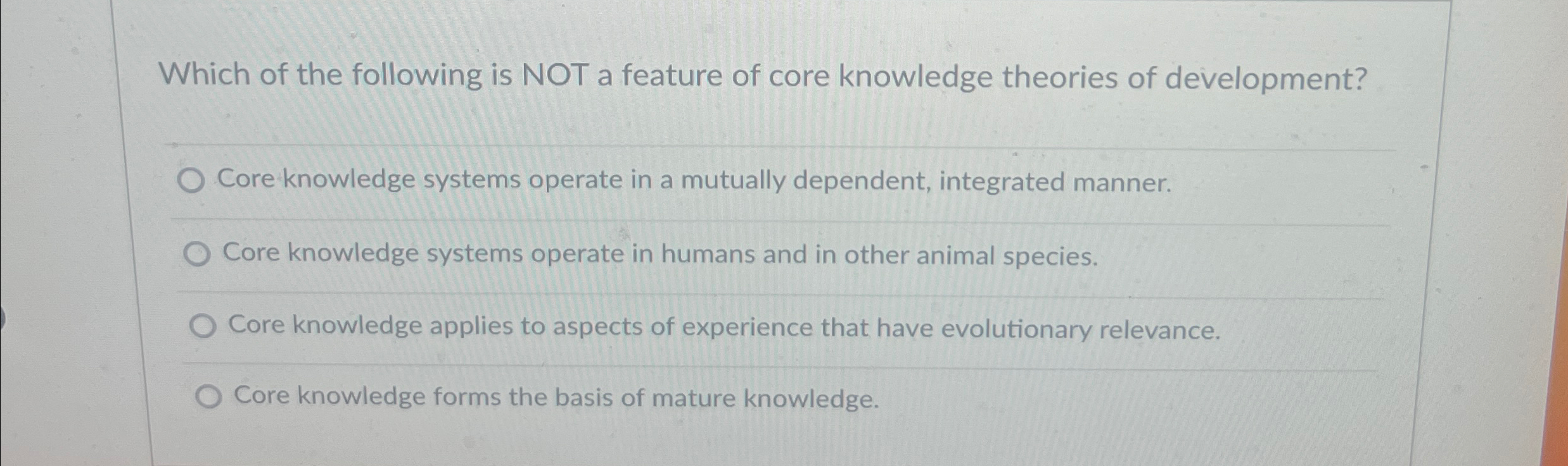 Solved Which of the following is NOT a feature of core | Chegg.com