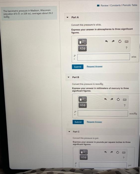 Solved Review Constants 1 Periodic Table The barometric | Chegg.com