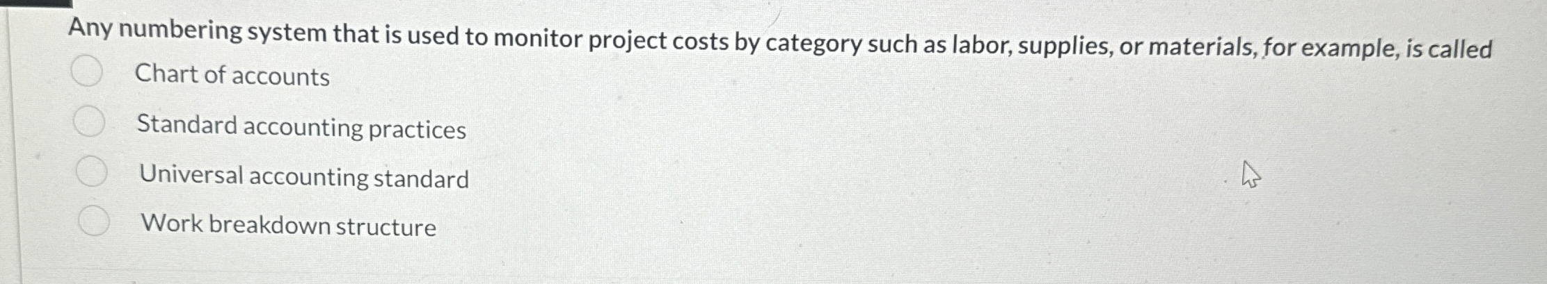Solved Any numbering system that is used to monitor project | Chegg.com