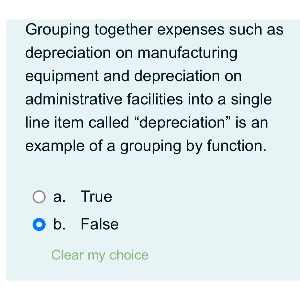 Solved Grouping together expenses such as depreciation on | Chegg.com