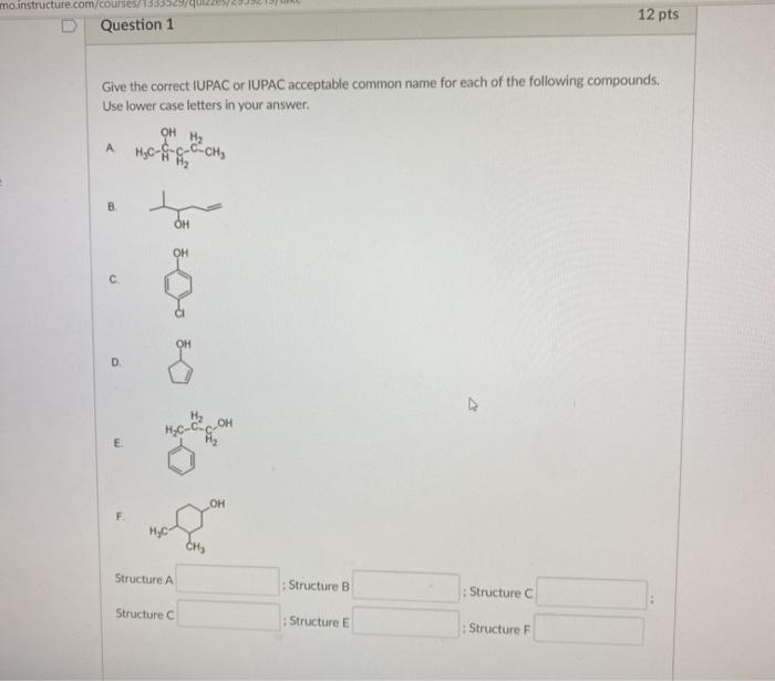 Solved mo instructure.com/courses/1383 D Question 1 12 pts | Chegg.com