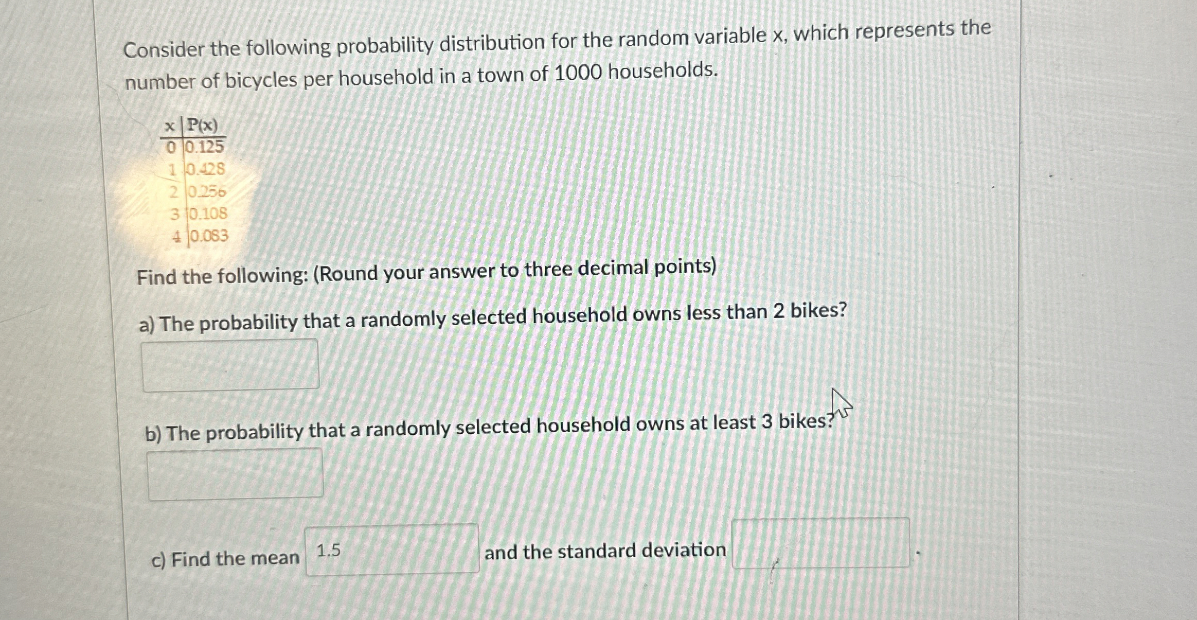 Solved Consider the following probability distribution for | Chegg.com