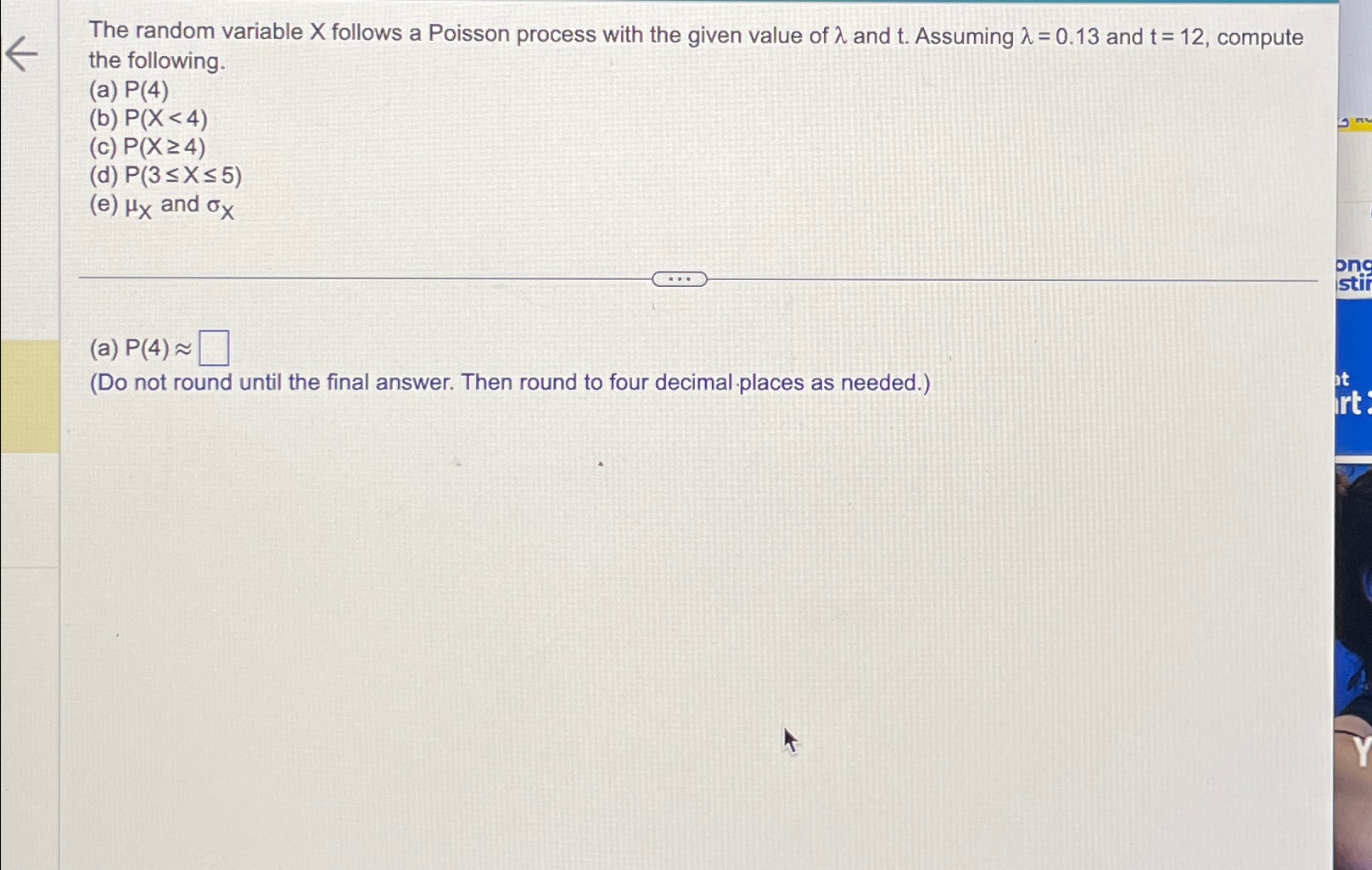 The random variable x ﻿follows a Poisson process with | Chegg.com