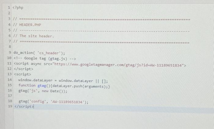 Solved 317 4 /f HEADER. PHP 5/1 6 fl The site header. 8. 9 | Chegg.com