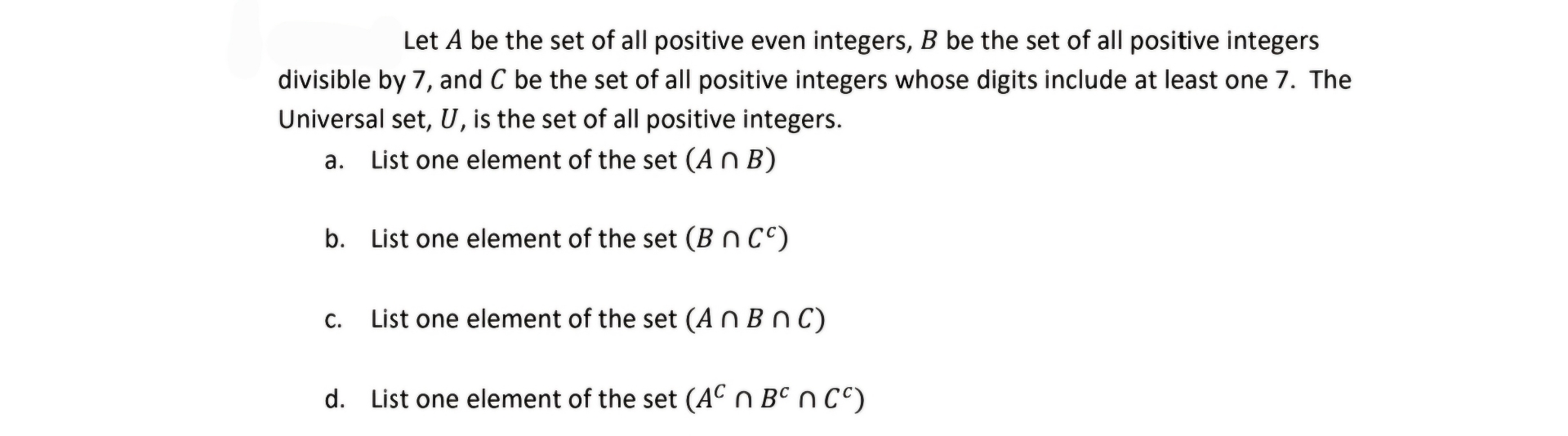 Solved Let A ﻿be the set of all positive even integers, B | Chegg.com