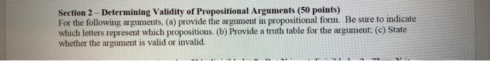 Solved Section 2 - Determining Validity of Propositional | Chegg.com