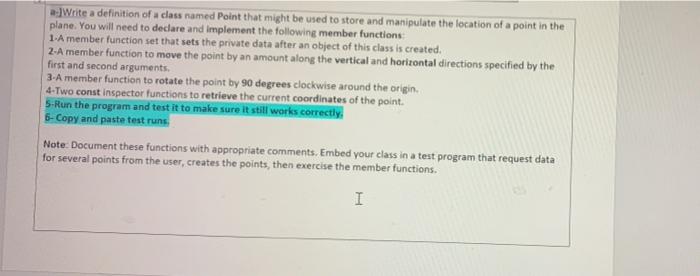 Solved 2 Write A Definition Of A Class Named Point That 