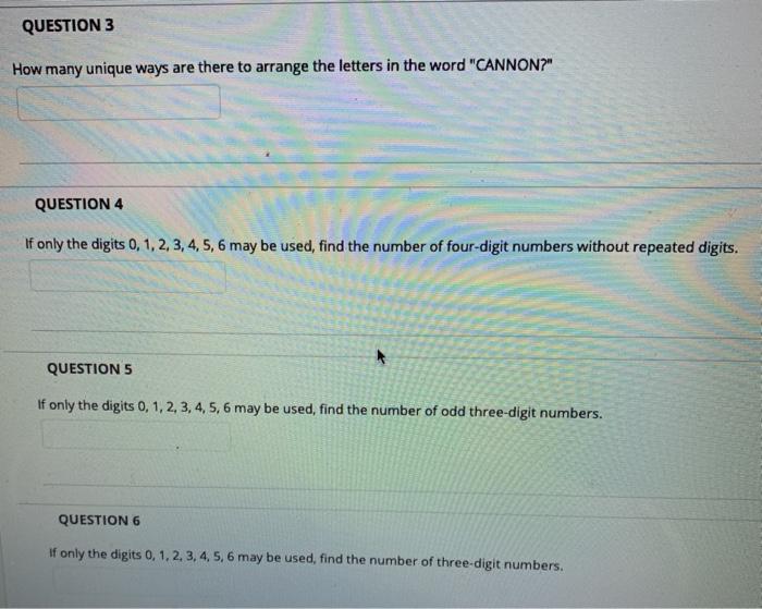 Solved QUESTION 3 How many unique ways are there to arrange | Chegg.com