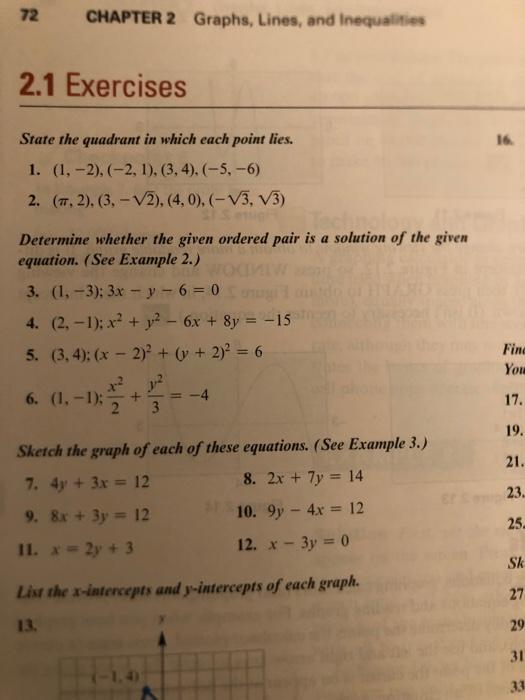 Solved 2. (π,2),(3,−2),(4,0),(−3,3) Determine whether the | Chegg.com