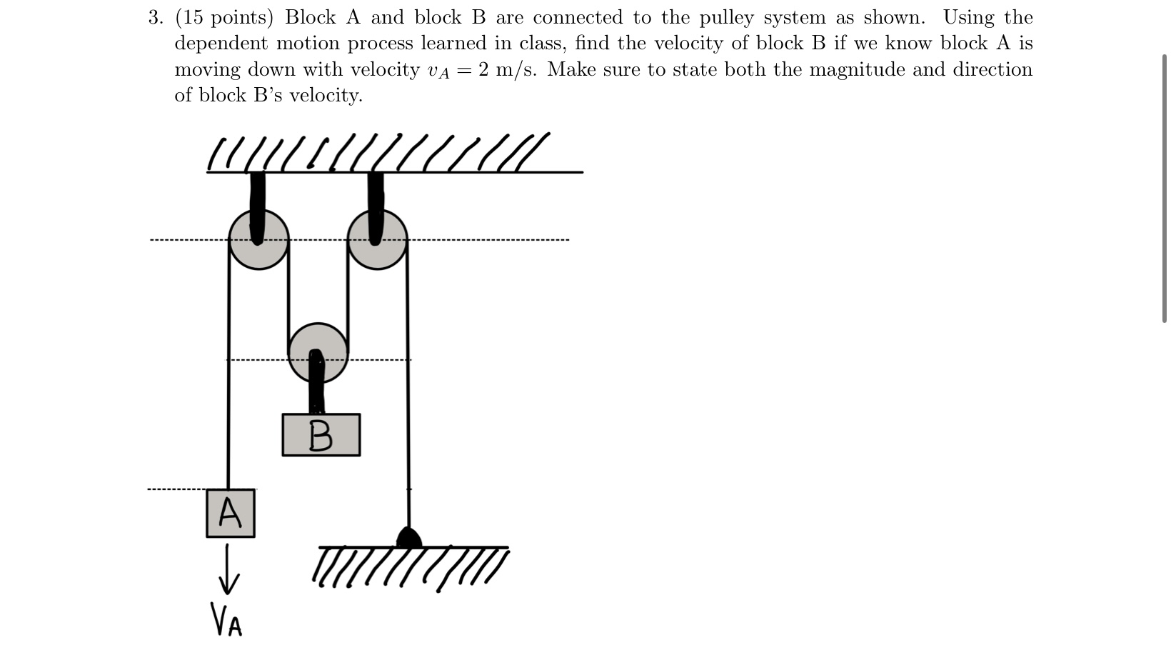 Solved (15 ﻿points) ﻿Block A and block B are connected to | Chegg.com