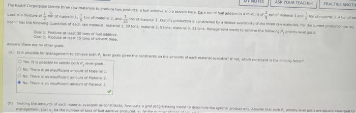Goak 1: produce at least 30 tont of fuel additive. | Chegg.com