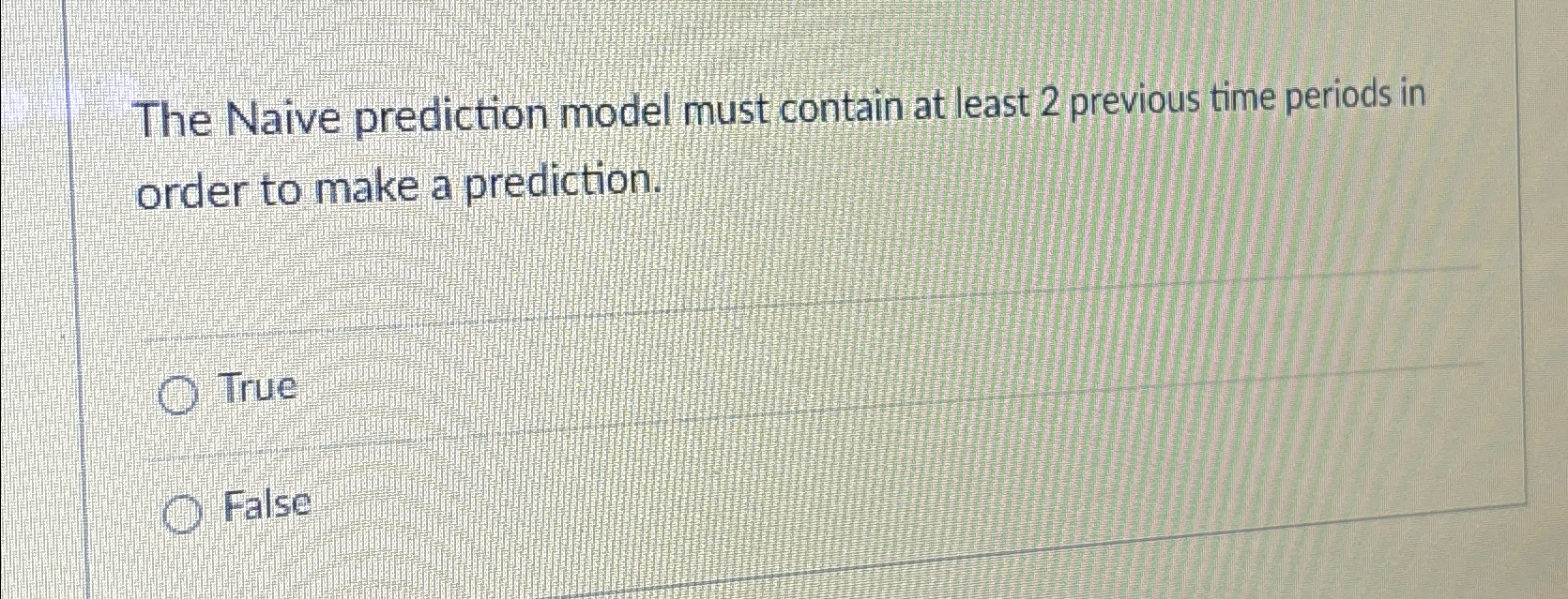Solved The Naive prediction model must contain at least 2 | Chegg.com