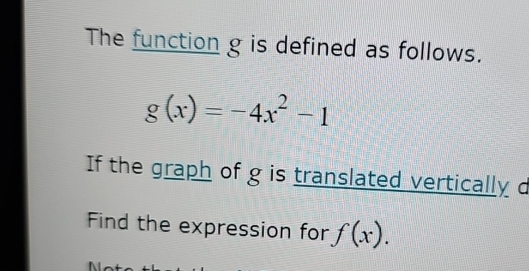 Solved The function g ﻿is defined as follows.g(x)=-4x2-1If | Chegg.com
