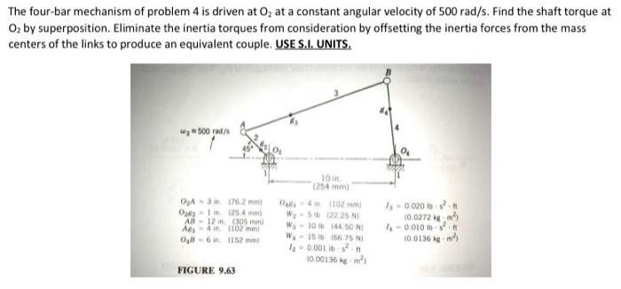 Solved The four-bar mechanism of problem 4 is driven at O2 | Chegg.com
