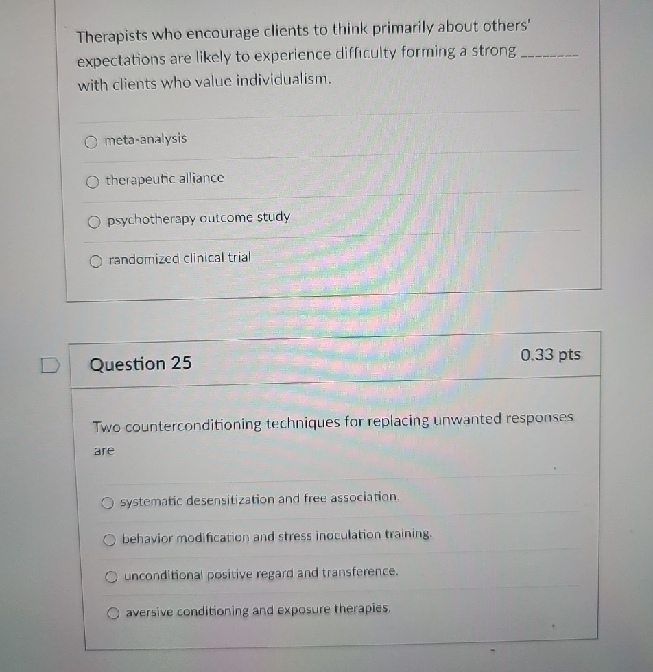 Solved Therapists who encourage clients to think primarily | Chegg.com