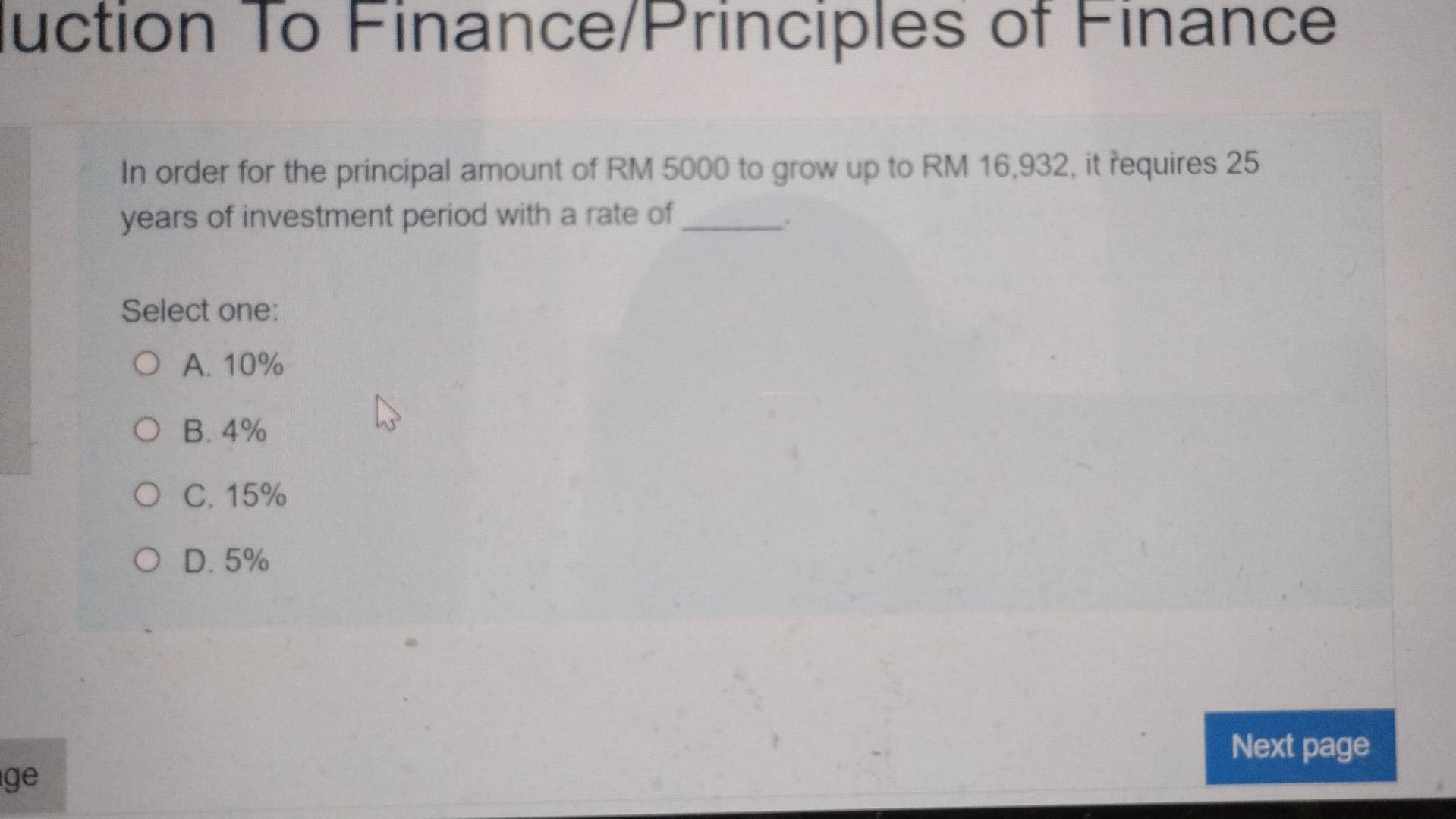Solved luction To Finance/Principles of Finance In order for | Chegg.com