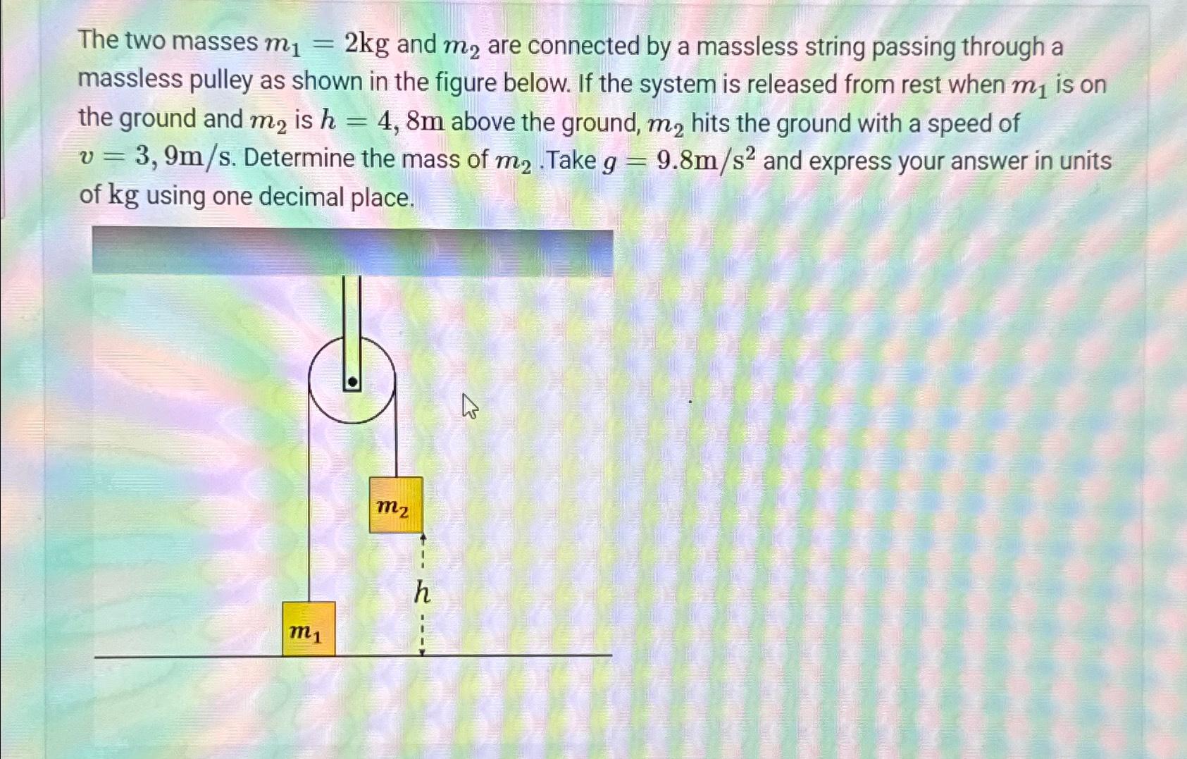 Solved The Two Masses M1 2kg ﻿and M2 ﻿are Connected By A