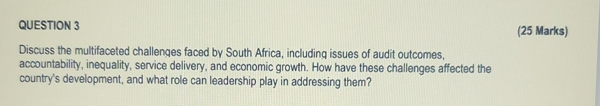 Solved Discuss the multifaceted challenges faced by South | Chegg.com